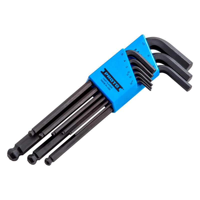 PROTO J4996 9 Piece 1 5 To 10 Mm Metric Ball End Hex Key Set